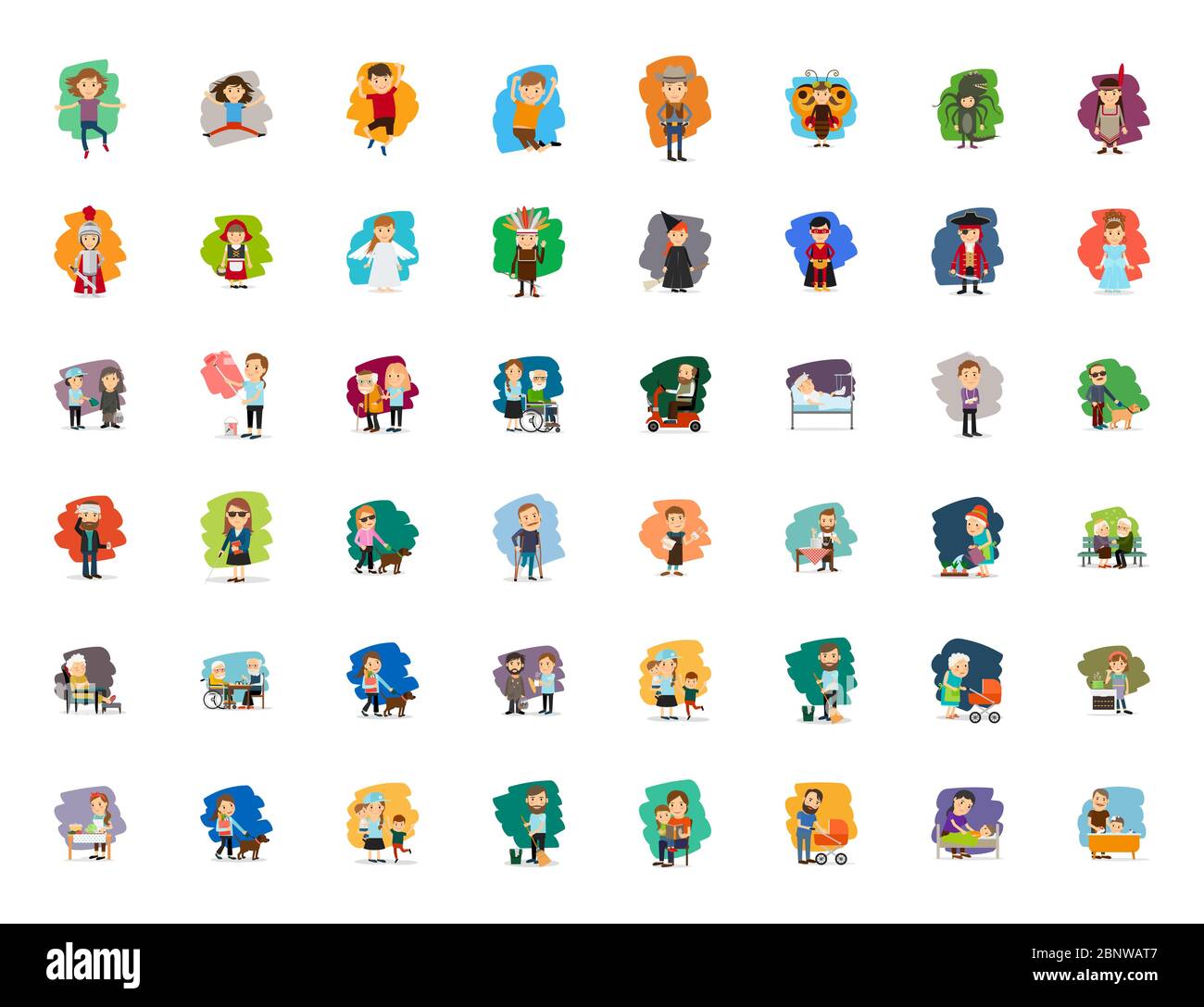 Different cartoon people characters big vector set Stock Vector Image ...