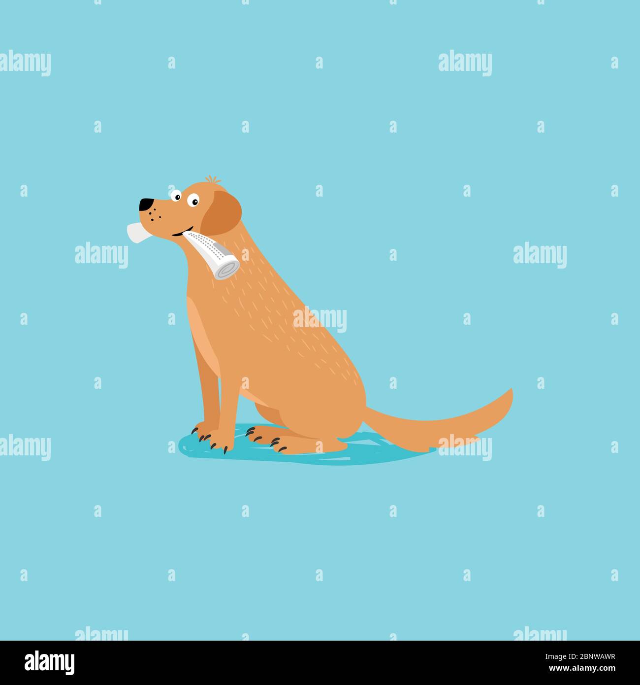 Vector cartoon happy dog with newspaper, card template Stock Vector ...