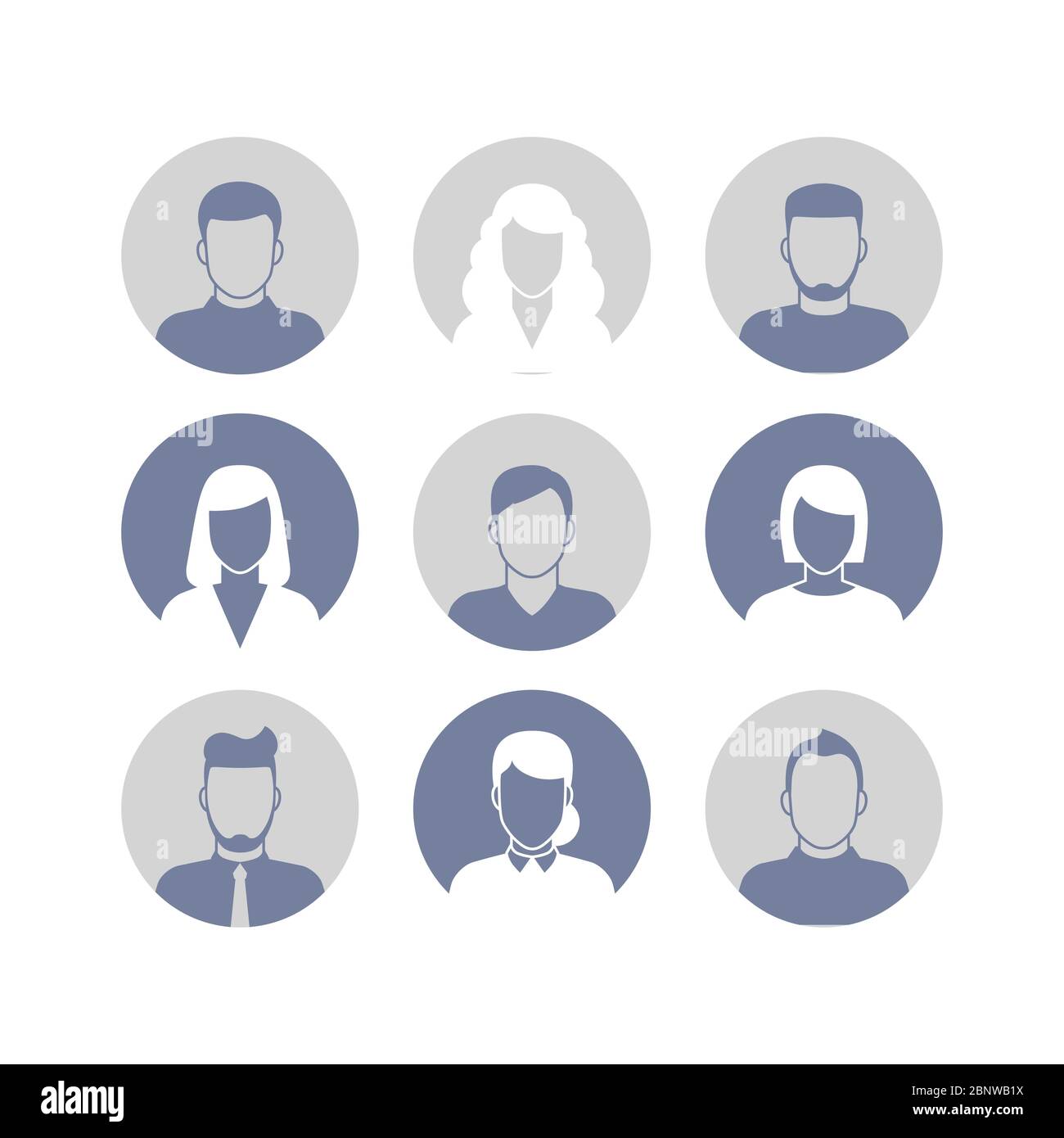 People profile silhouettes icons in circle frames. Vector illustration ...