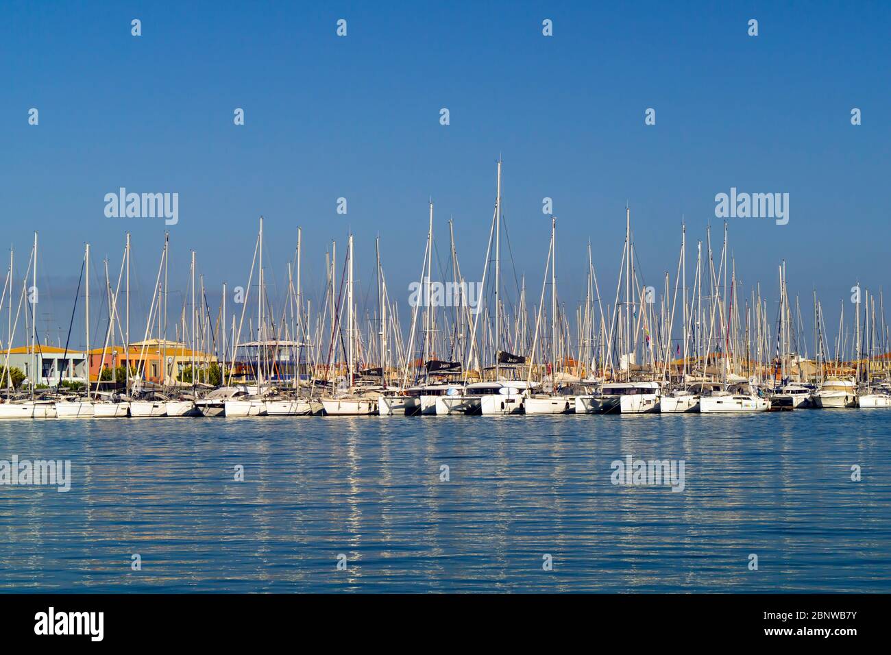 the busy marina is a popular yacht charter base at Lefkas,Lefkada ...