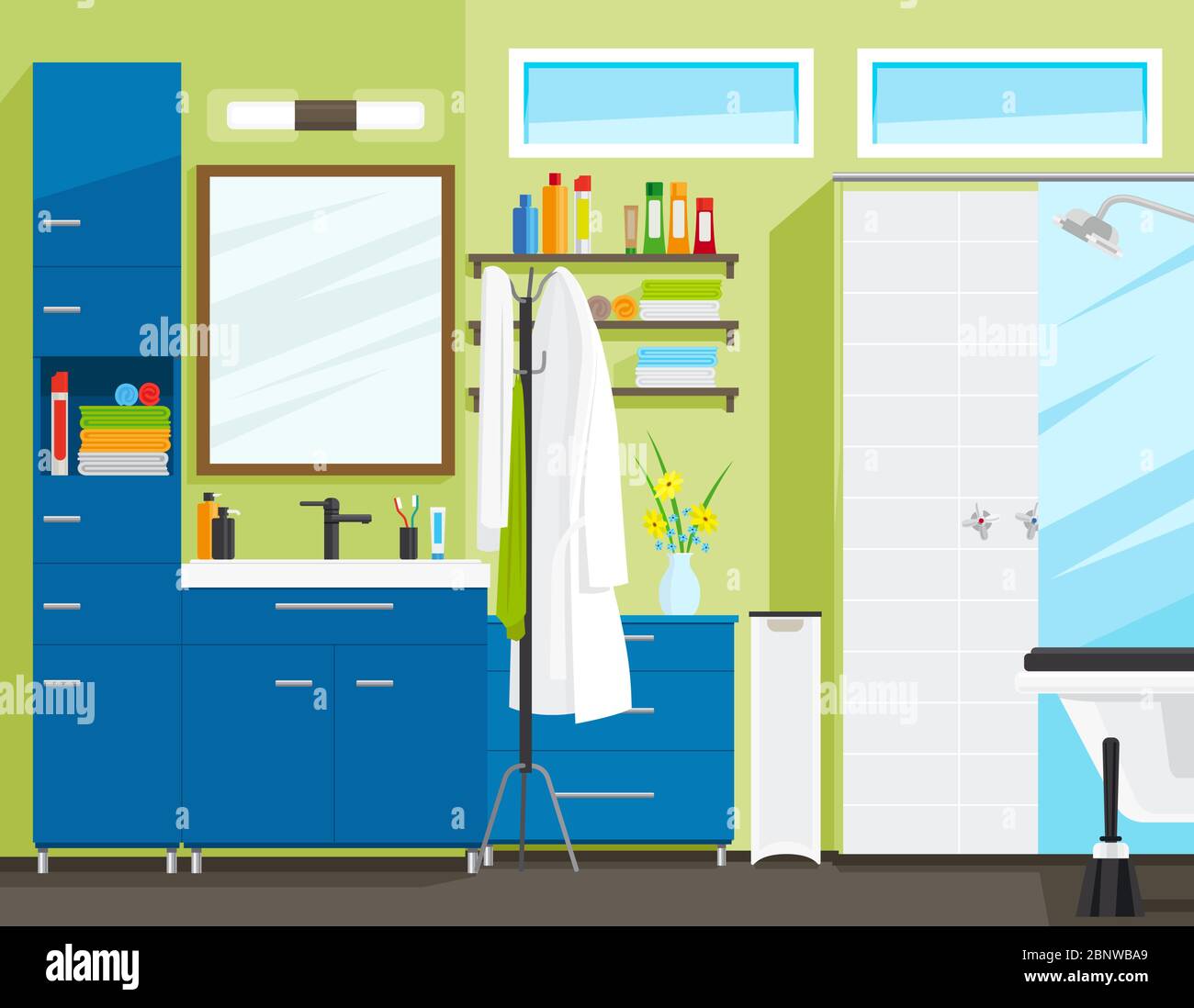 Bathroom interior or toilet room interior vector illustration Stock ...