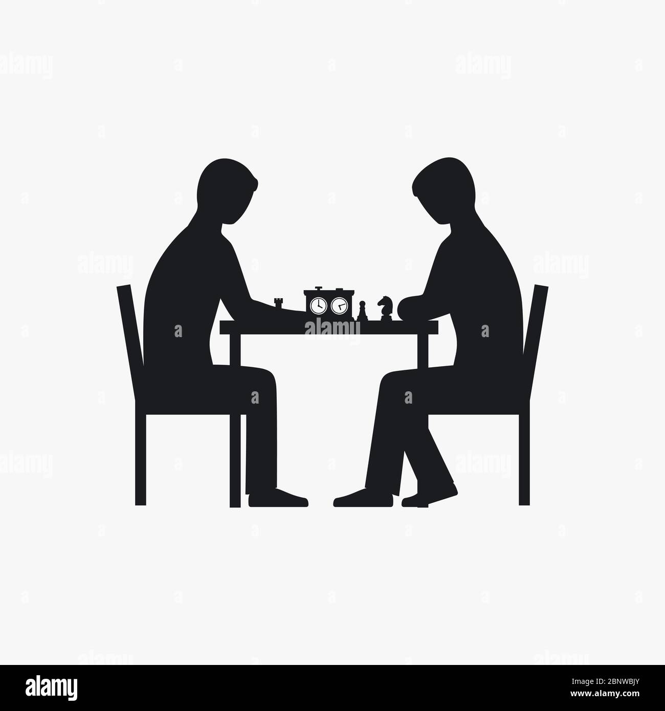 Two people playing chess silhouette. Vector illustration Stock Vector ...