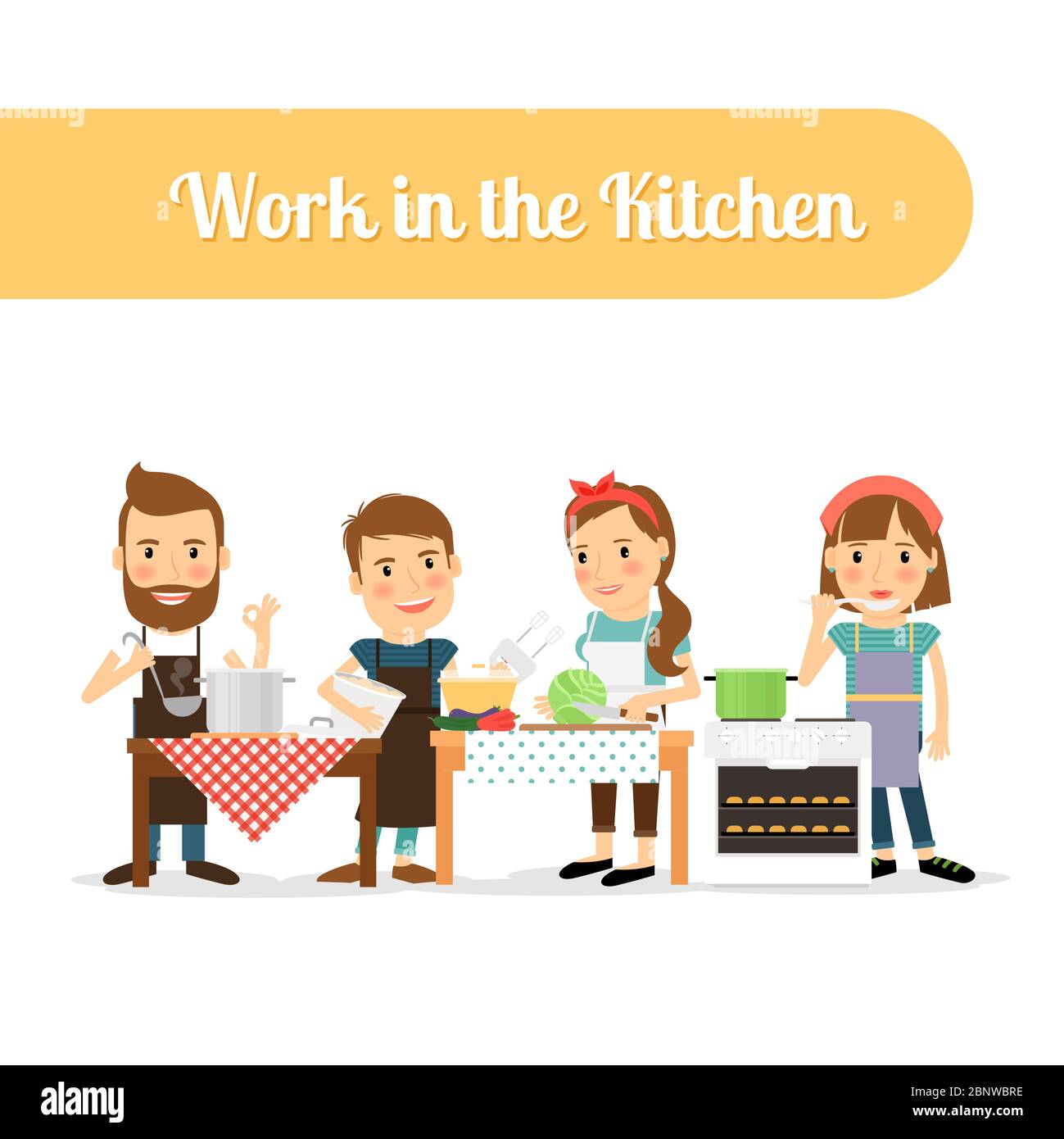 Teaching young cook Stock Vector Images - Alamy