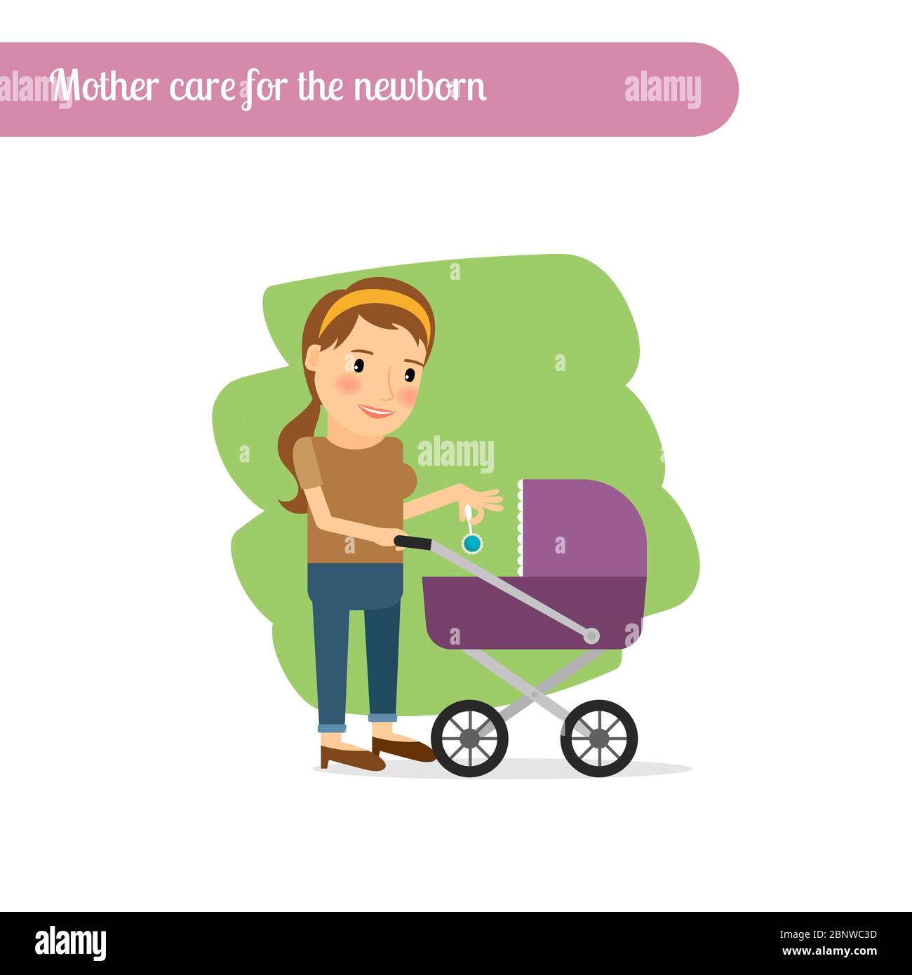 Mother newborn care vector cartoon illustration character Stock Vector ...