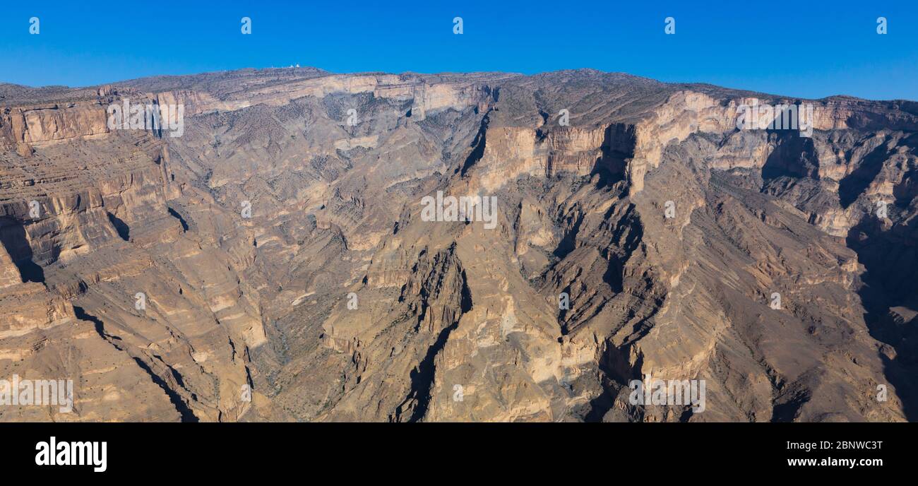 View of the grand canyon of middle east at the Jebel Shams mountain in ...