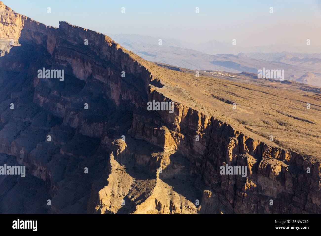 View of the grand canyon of middle east at the Jebel Shams mountain in ...