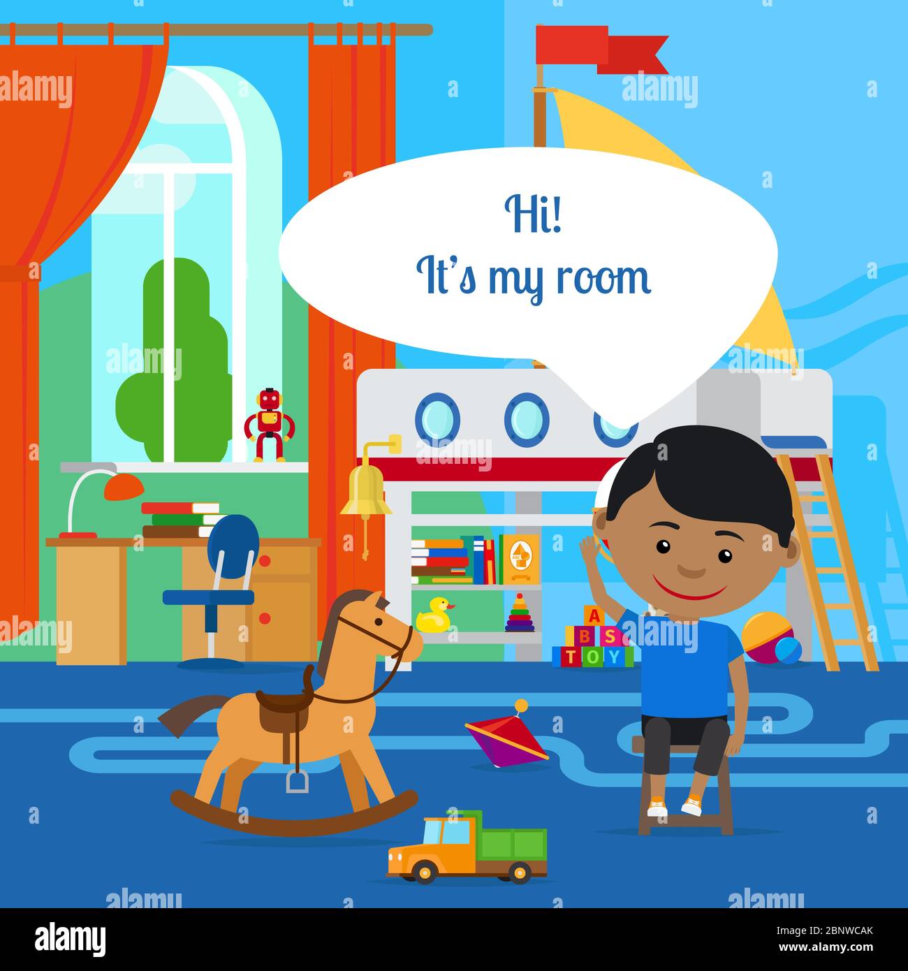 Boy's bedroom cartoon hi-res stock photography and images - Alamy