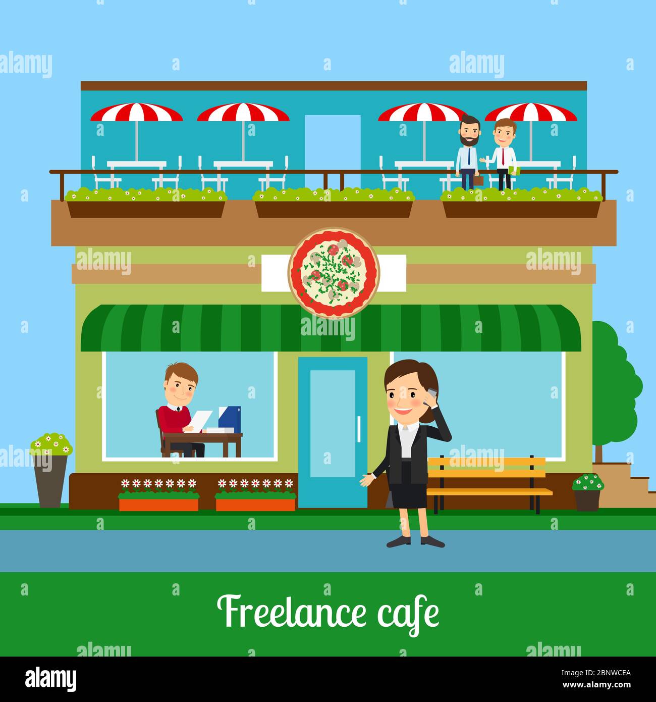 Freelancer cafe Stock Vector Images - Alamy