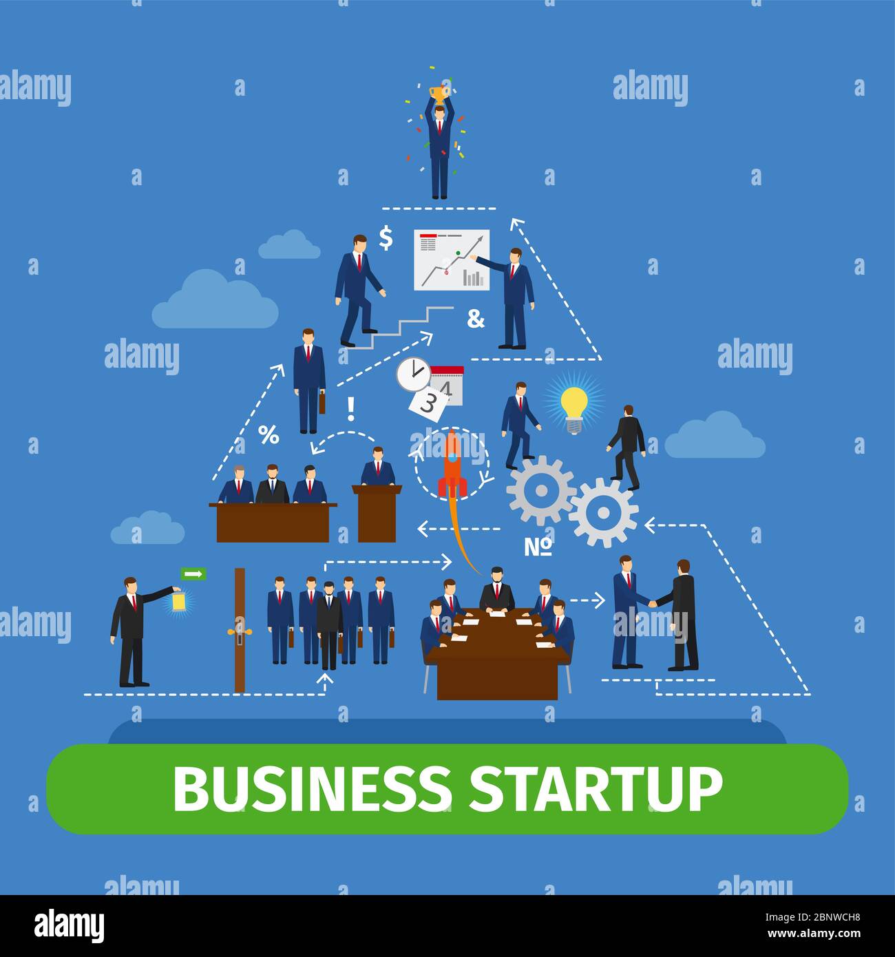 Human pyramid teamwork. Business people team success concept vector ...