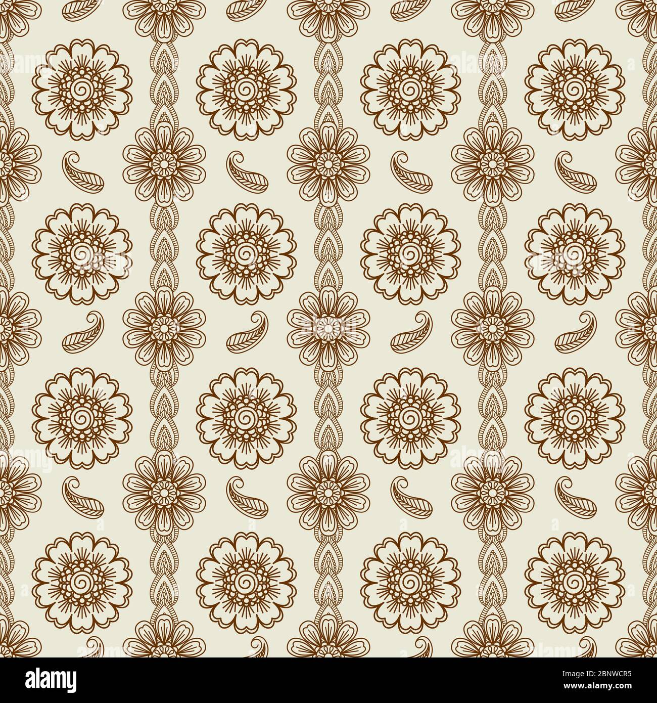 Henna floral elements seamless pattern. Vector illustration Stock ...