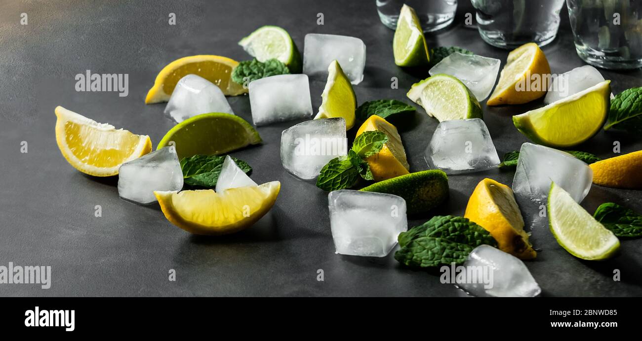Lime, lemon and ice Stock Photo - Alamy