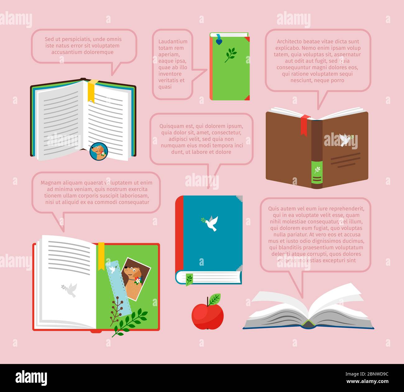 Book with quote set. Open books with quotes in bubbles vector ...
