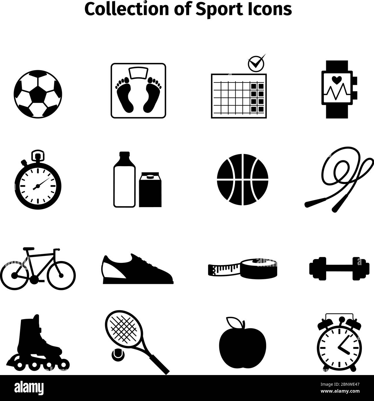 Fitness black icons. Vector sport, jogging and fitness signs Stock ...