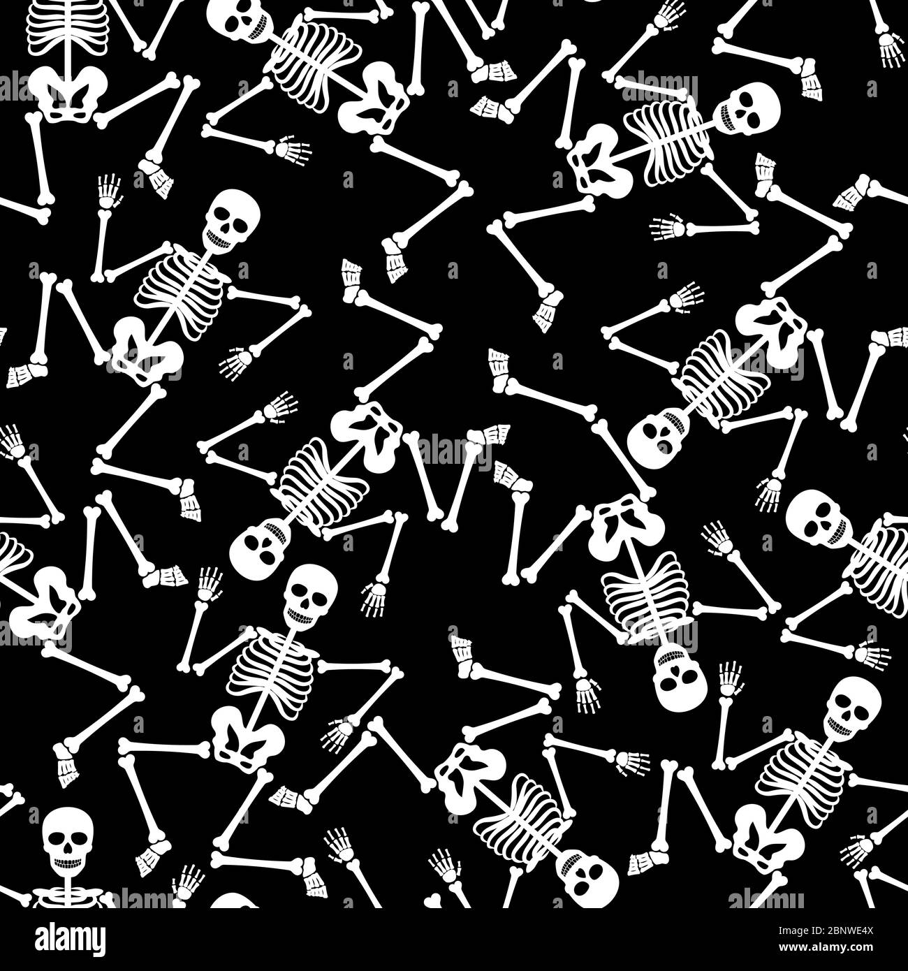 Skeleton dancing ghostly dead figure vector seamless pattern Stock ...