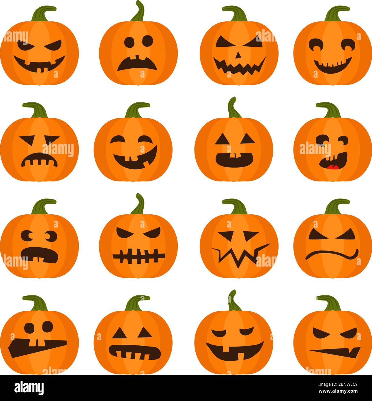 Vector halloweens pumpkin set illustration icons isolated on white ...