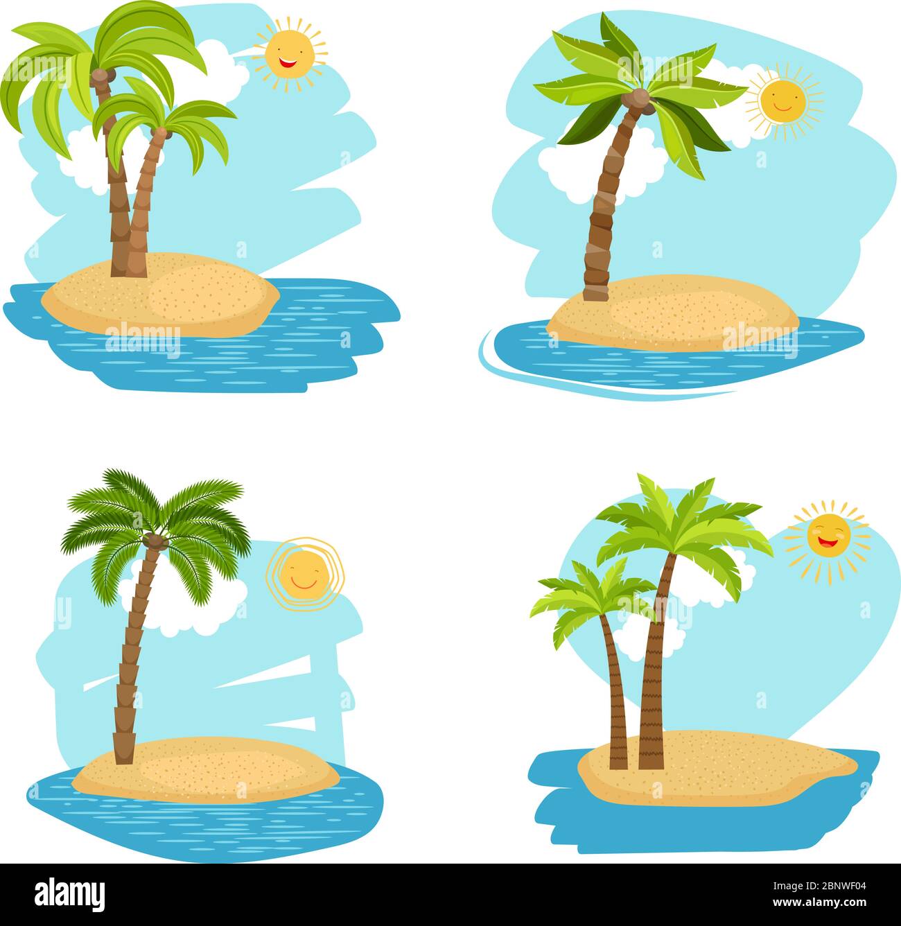 Vector holiday design vector coconut palm trees islands on white ...