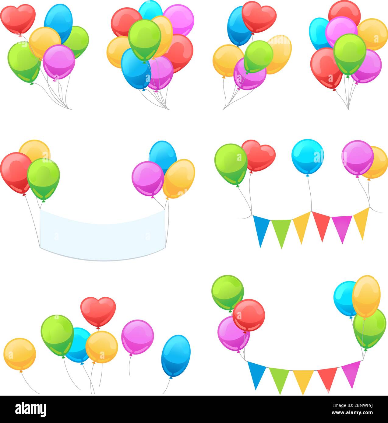 Cartoon balloon set. Vector glossy balloons isolated on white ...