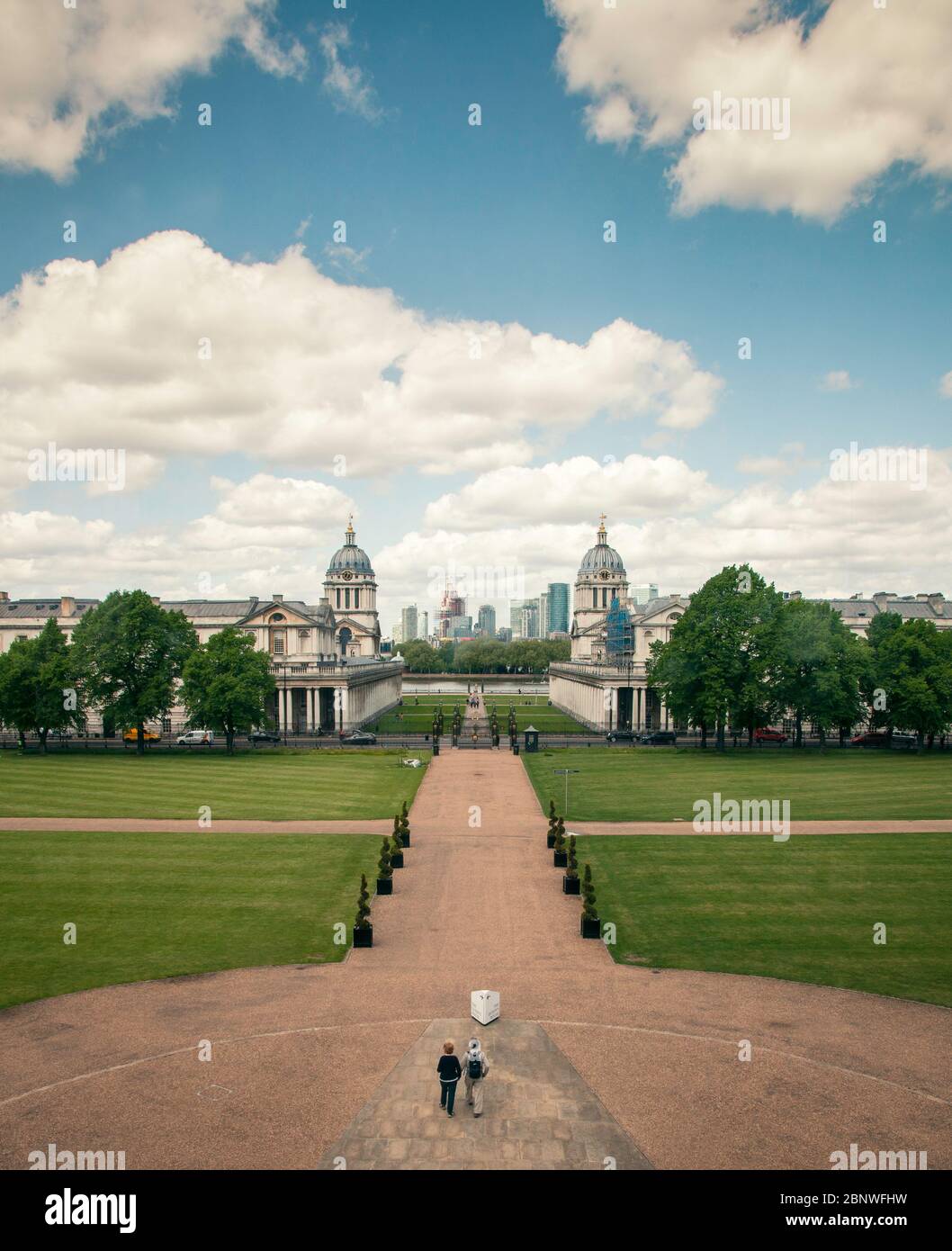 A view of Greenwich through a window of the queen's house, London, UK ...