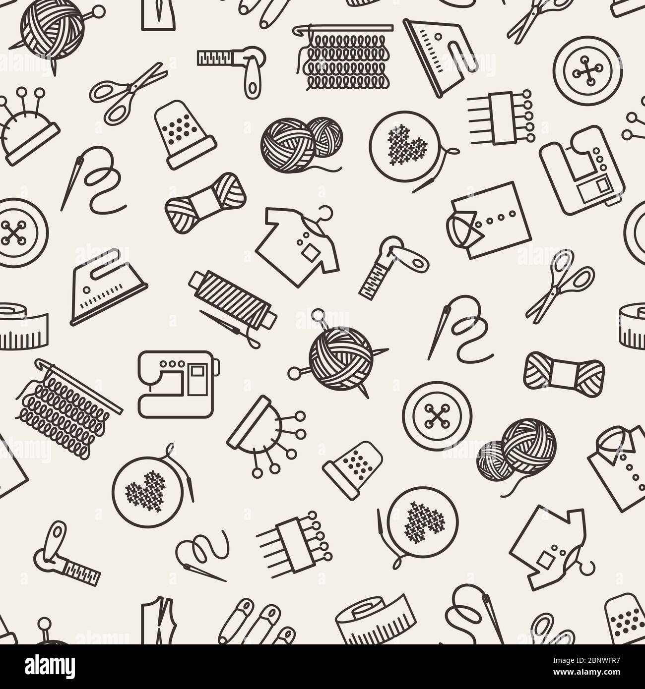 Sewing pattern with linear black elements. Vector illustration Stock ...