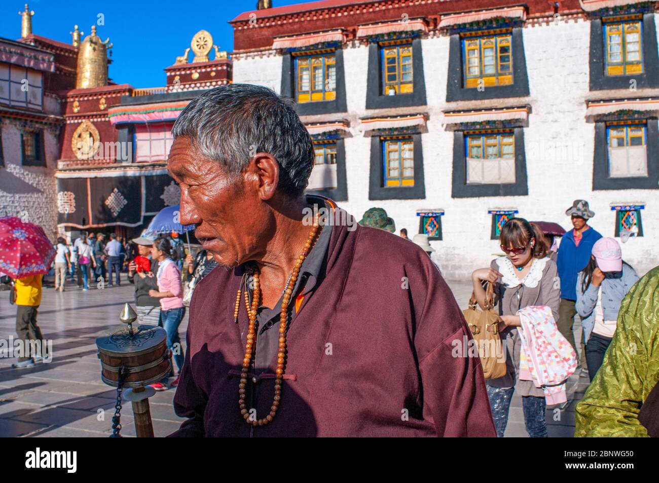 Tibetan buddhist devotees do the Kora clockwise circumambulation around ...