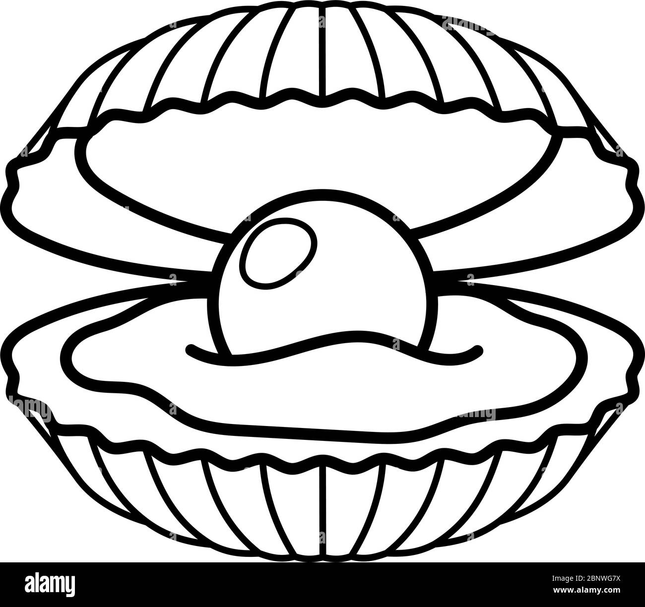 Black pearl in shell line gift icon. Vector illustration Stock Vector ...