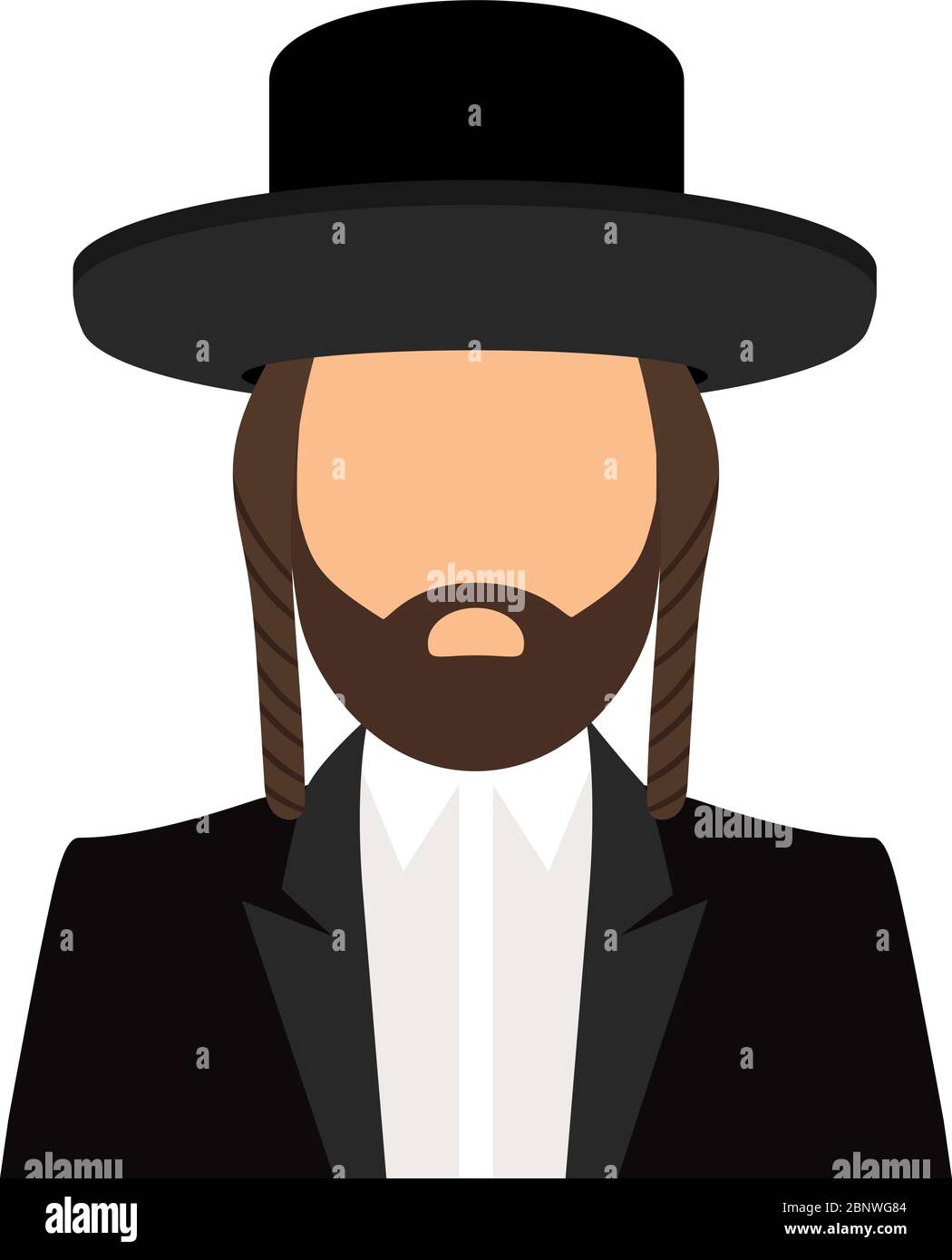 Jew orthodox icon. Jewish orthodox rabbi avatar flat vector Stock ...
