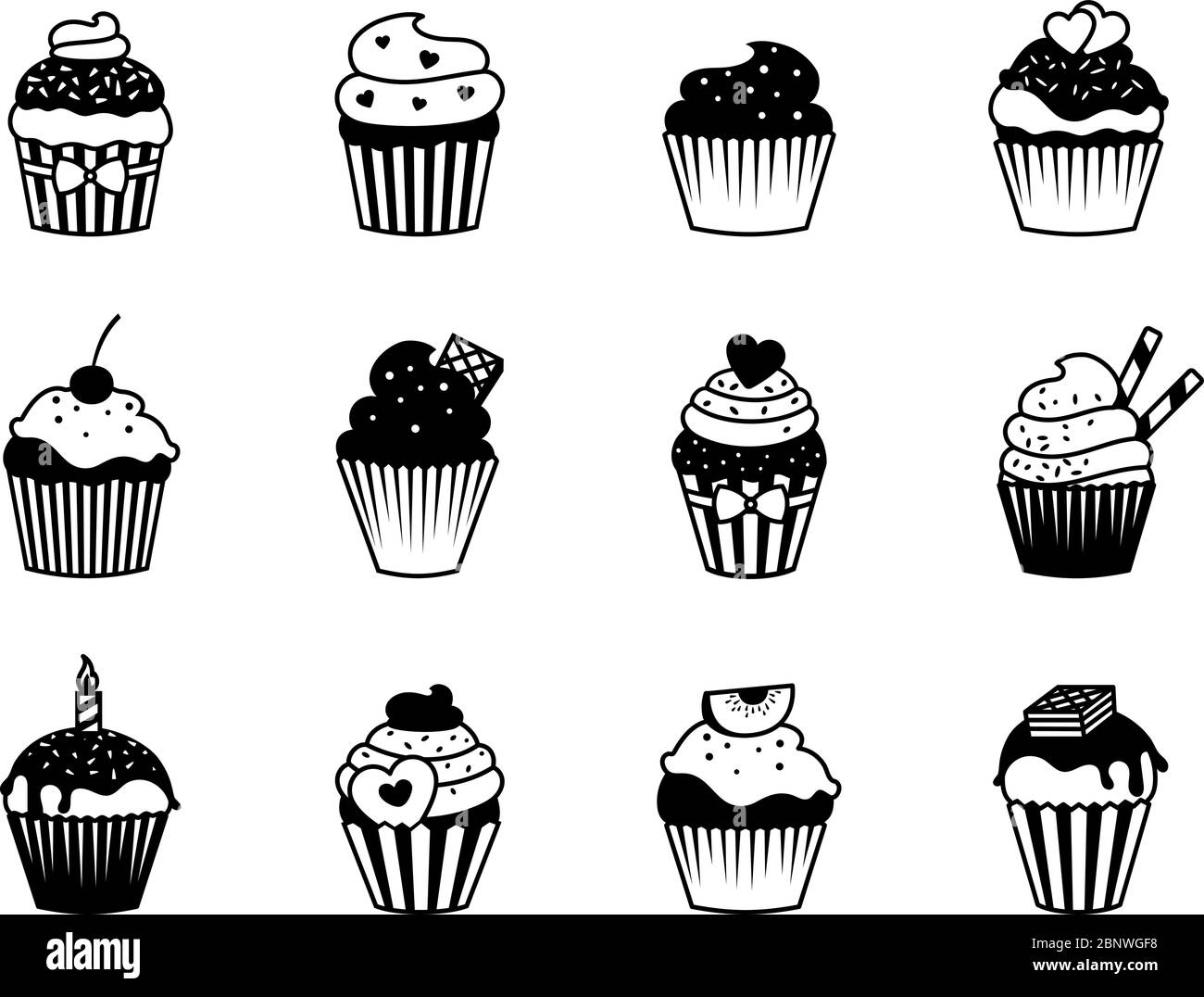 Cupcake icons and dessert muffin symbols vector illustration Stock ...