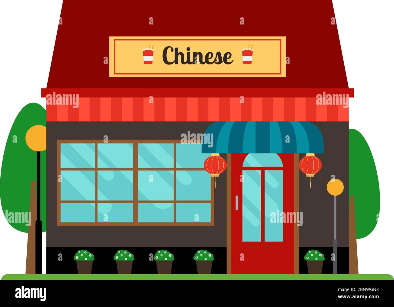 Chinese oriental cafe or restaurant store front. Vector illustration ...