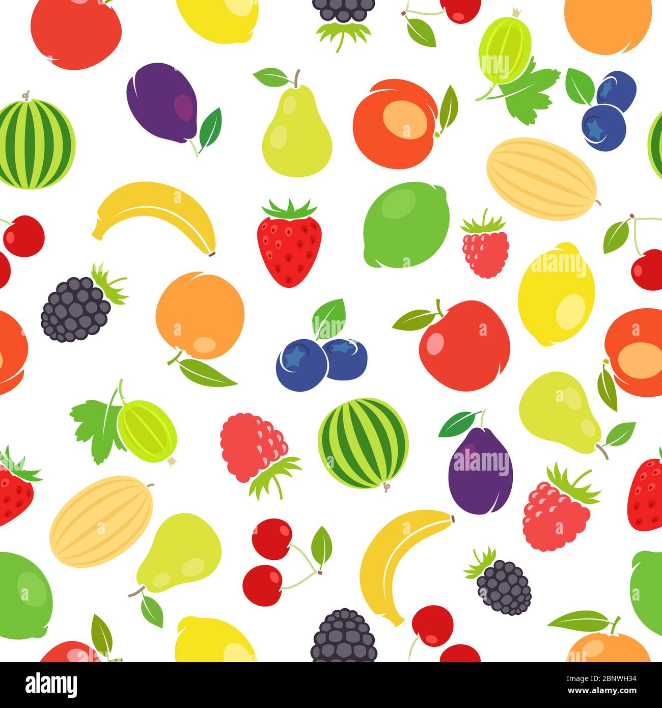 Fruits colorful pattern on white background. Vector illustration Stock ...
