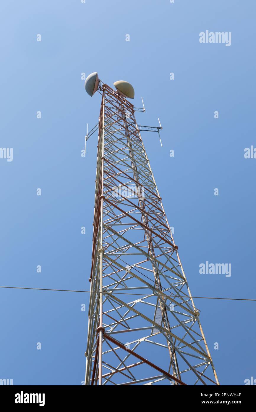 Telecommunications broadcasting tower parabolic dish hi-res stock ...