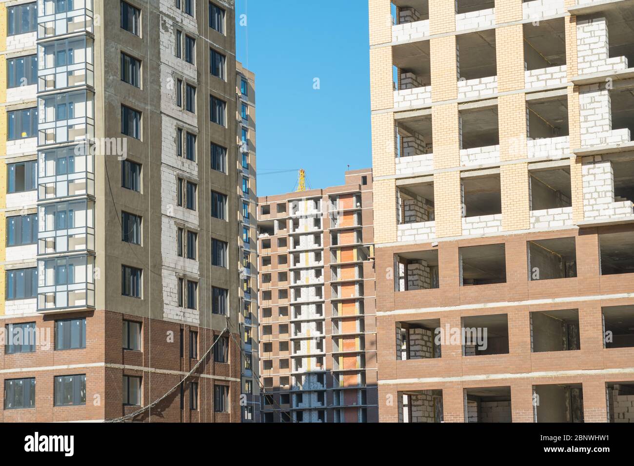 Floors of the unfinished building. Incomplete construction of ...