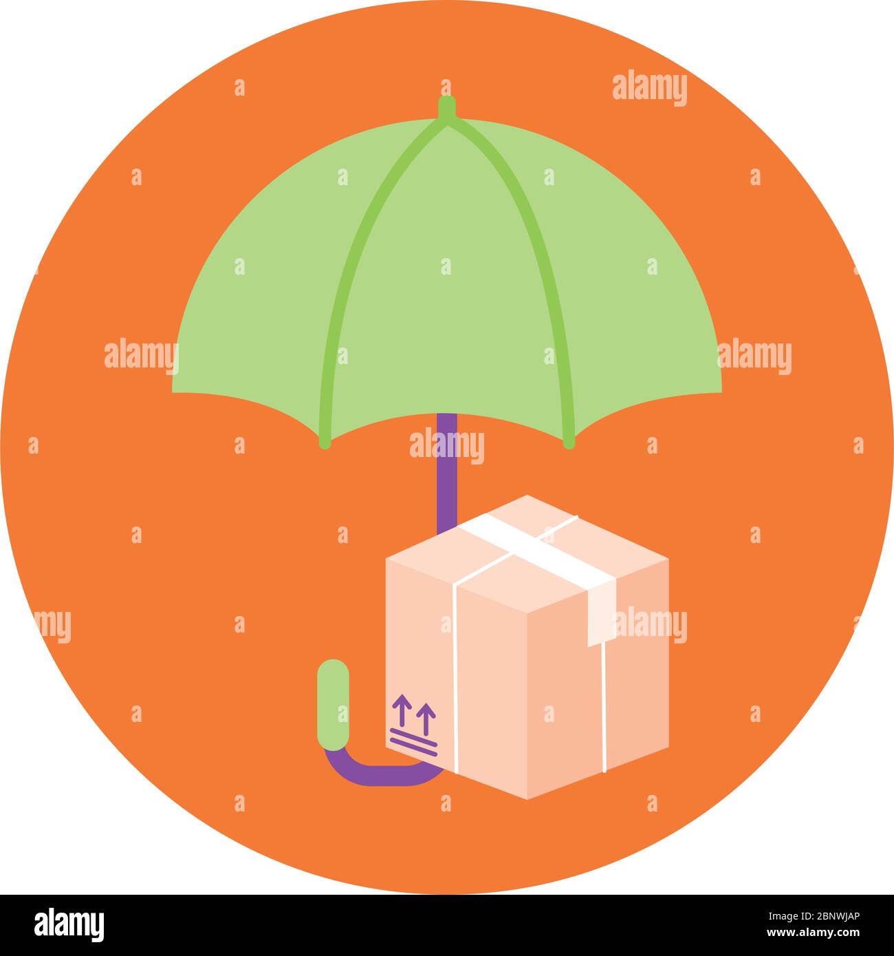 umbrella with box delivery service block style Stock Vector Image & Art ...