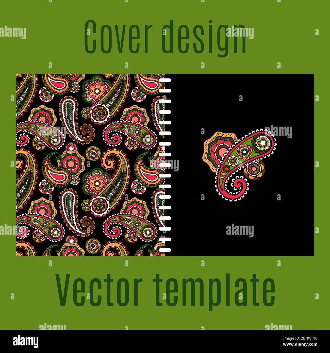 Cover design for print with paisley pattern. Vector illustration Stock ...