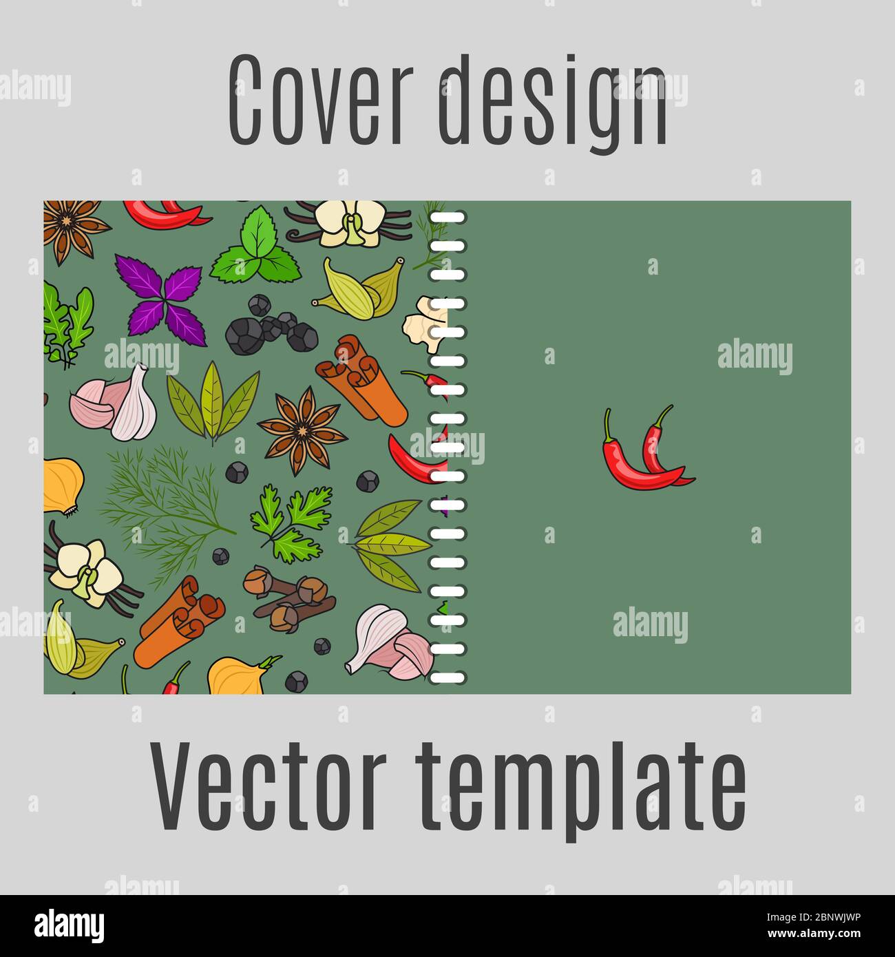 Cover design for print with spices pattern. Vector illustration Stock ...