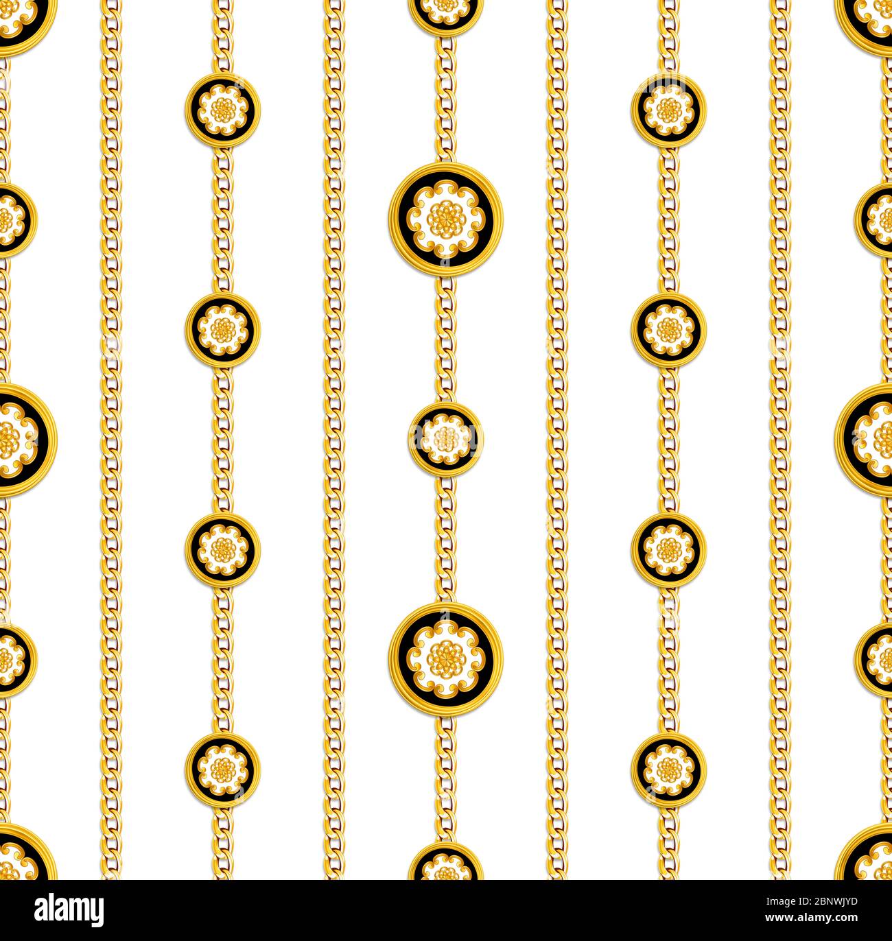 Seamless Pattern of Golden Antique Decorative Motif with Chains on ...
