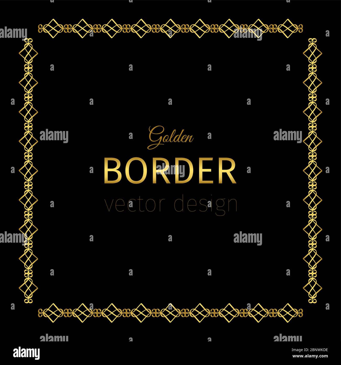 Golden vector border in square shape on black background Stock Vector ...