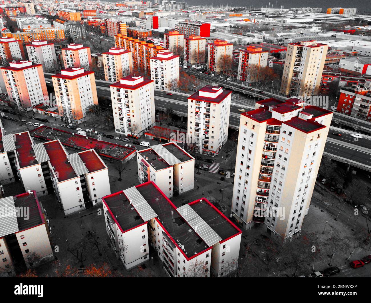 Aerial view city slums buildings hi-res stock photography and images ...