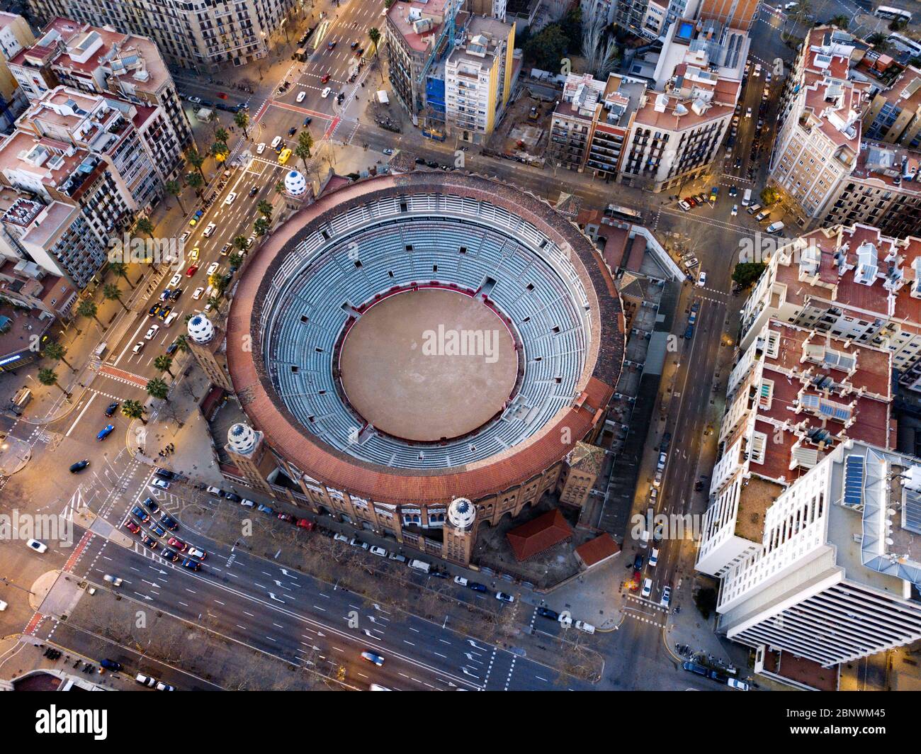 The Plaza Monumental or La Monumental Bullring and Bullfighting aerial ...