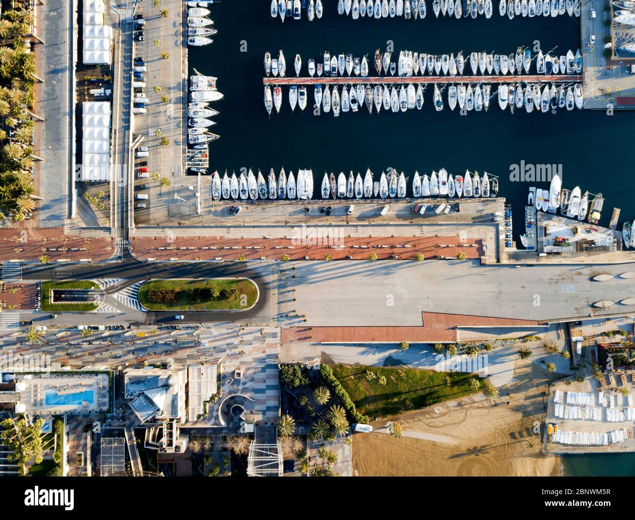 Port Olimpic or Olympic port aerial view Barcelona Catalonia Spain ...