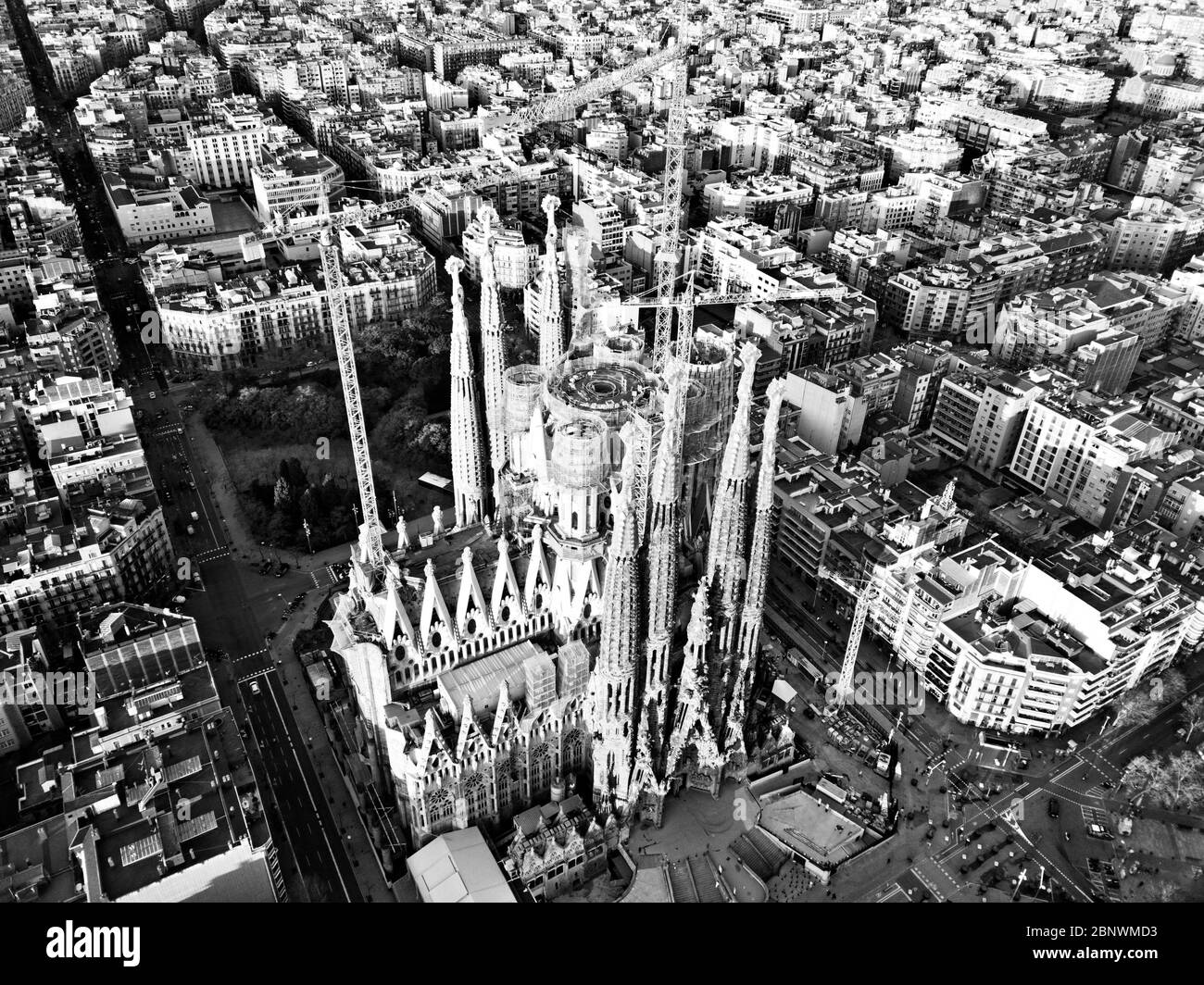 Sagrada Familia Cathedral by Antoni Gaudi aerial view Barcelona ...