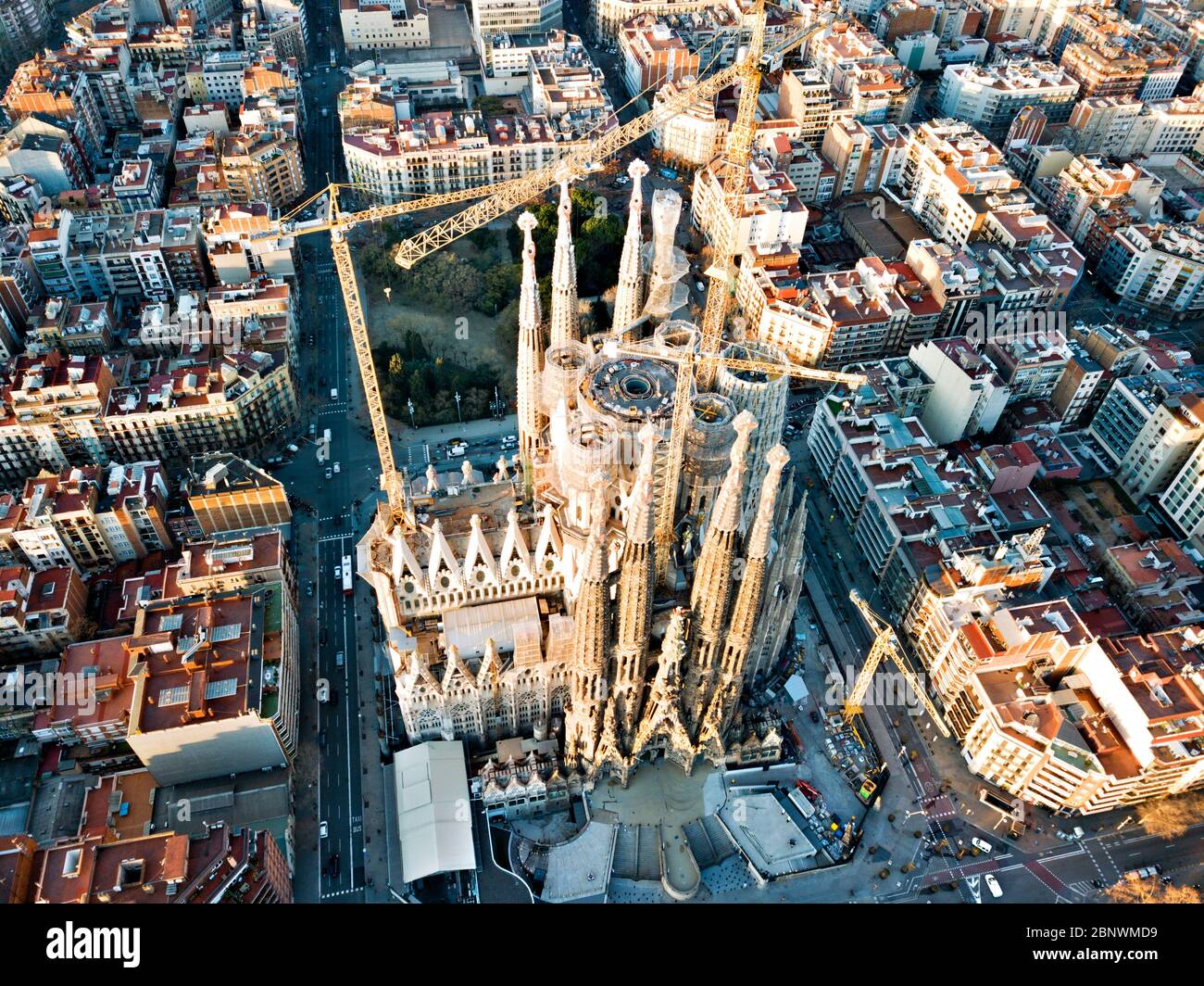 Sagrada Familia Cathedral by Antoni Gaudi aerial view Barcelona ...
