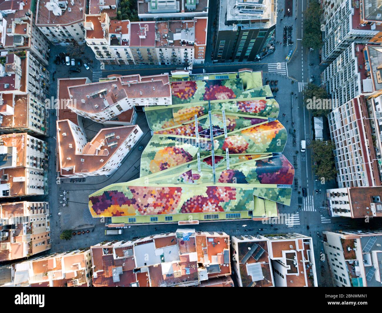 Santa Caterina market aerial view Barcelona Catalonia Spain The market ...