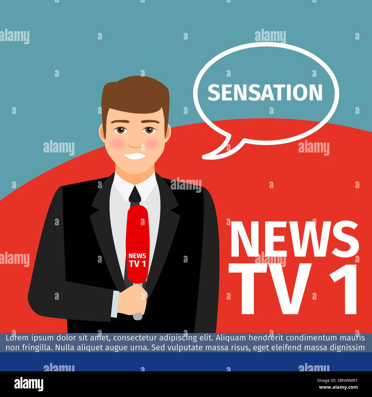 Vector illustration news anchor man with speech bubble Stock Vector ...