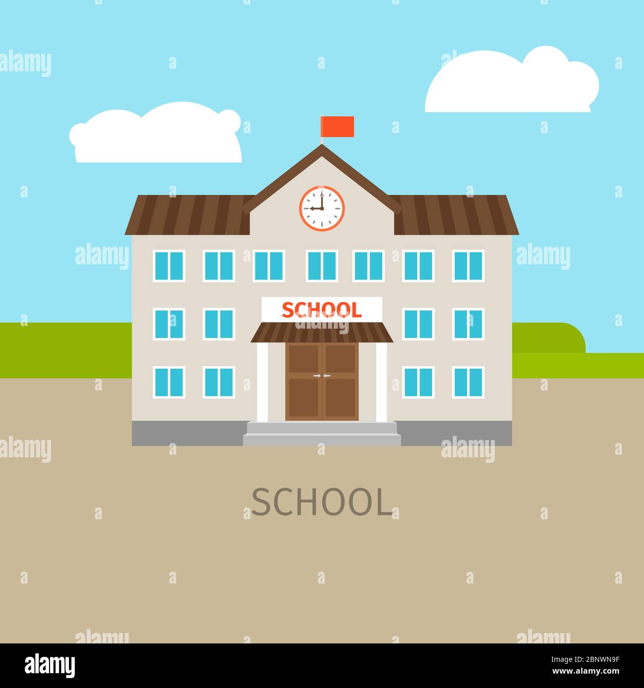 Cartoon School Building Illustration High Resolution Stock Photography ...