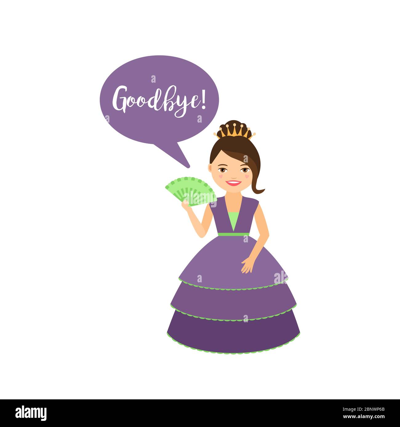 Cute cartoon princess with speech bubble for game design vector ...