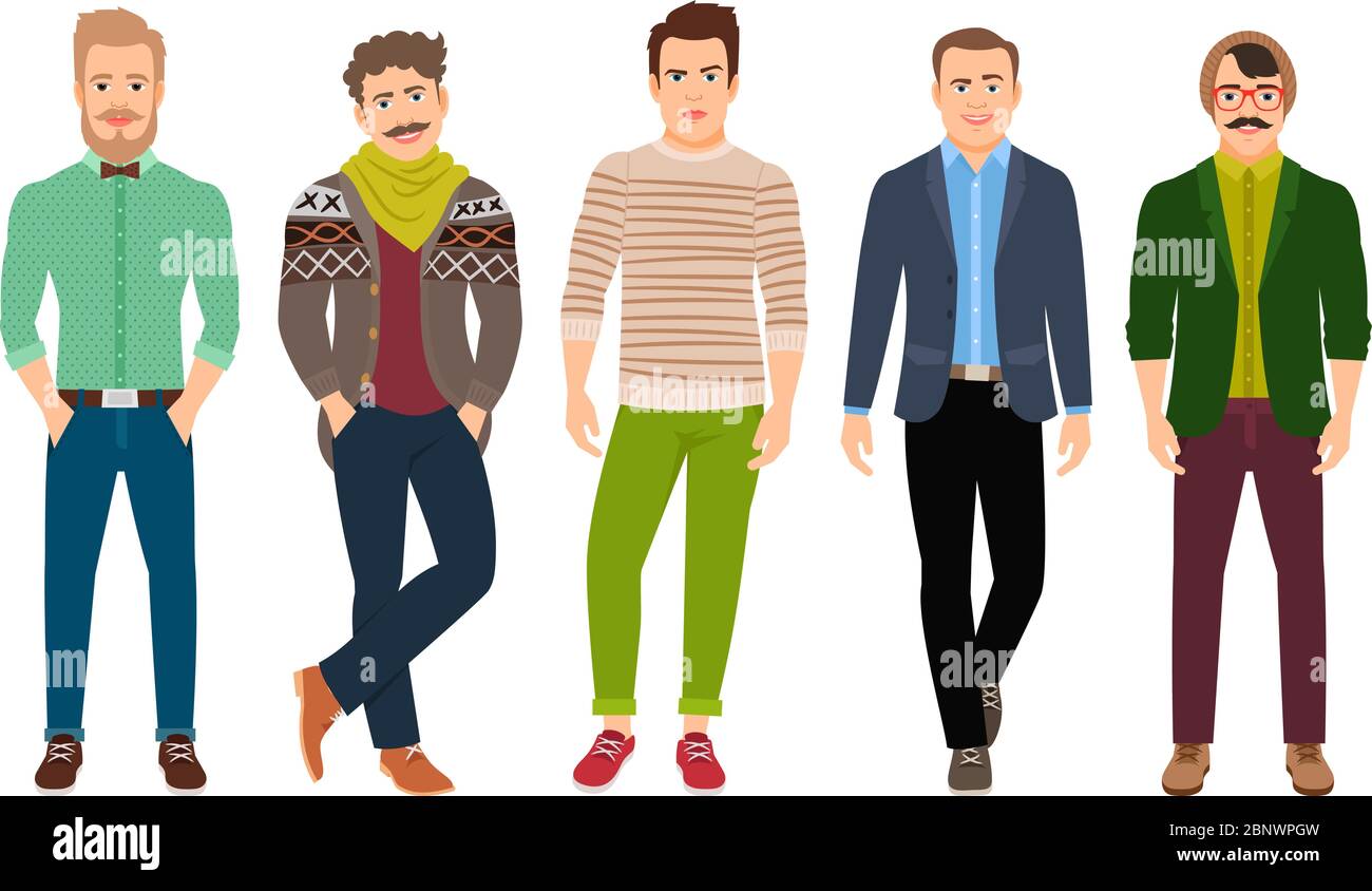 Vector confident fashion man in casual clothes isolated on white ...