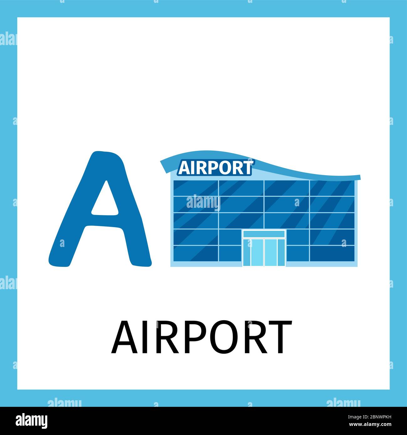 Alphabet card for kids with airport building. Letter A Stock Vector ...