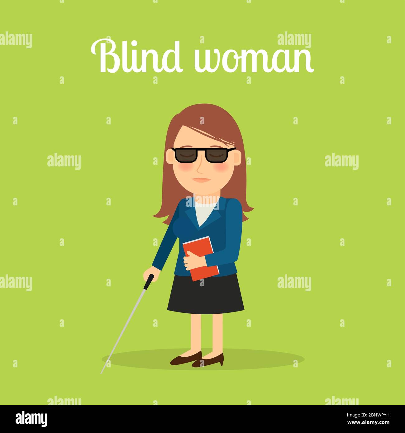 Disabled blind woman cartoon illustration. Vector icon Stock Vector ...