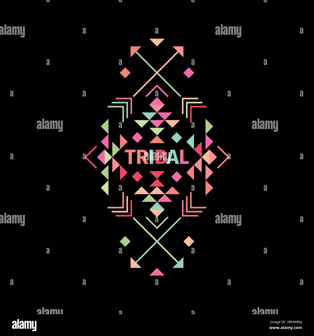 Tribal colorful logo with geometric shapes. Vector illustration Stock ...