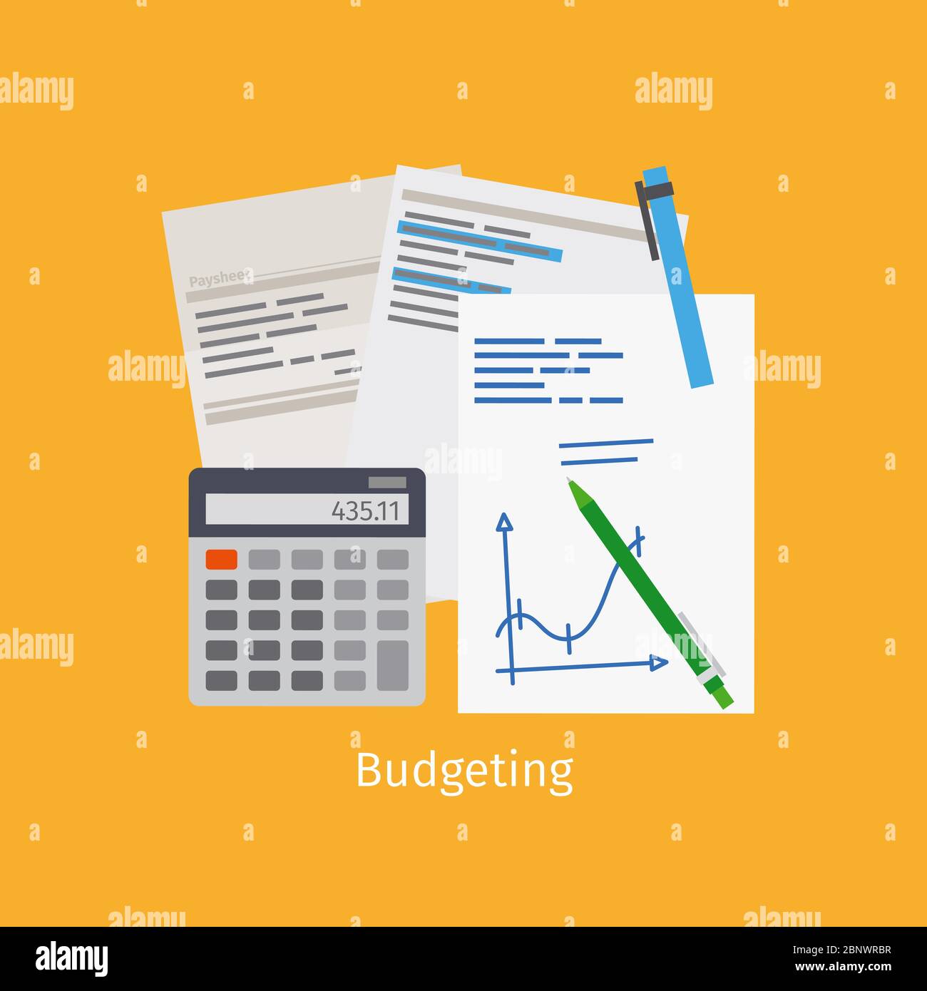 Budgeting flat vector icon. Cartoon style illustration Stock Vector ...